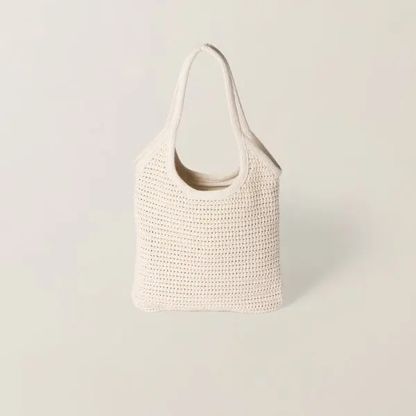 バッグ MIU MIU IVY RAFFIA EFFECT WOVEN TOTE BAG Miu Miu IVY Raffia-Effect and Linen Bag Natural in Raffia - US